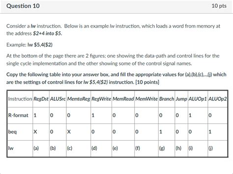 Solved Consider A Iw Instruction Below Is An Example Iw