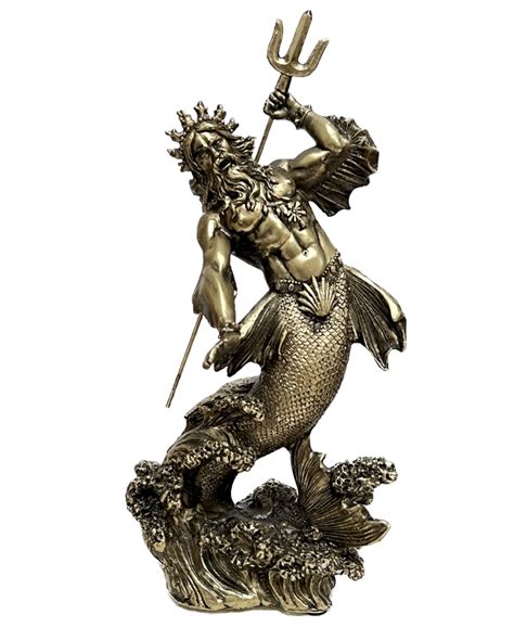 Деко фигура Посейдон цял ръст 31см Полирезин Злато Casamoda