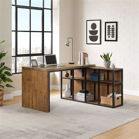 Alaterre Furniture Lloyd Acacia Wood 55w Corner Desk With Storage
