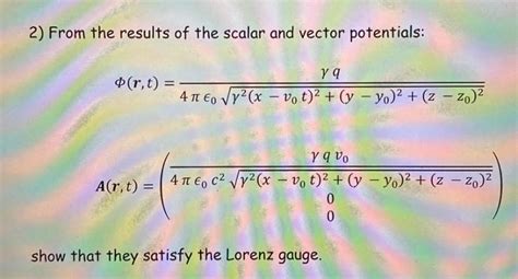 Solved From The Results Of The Scalar And Vector Chegg