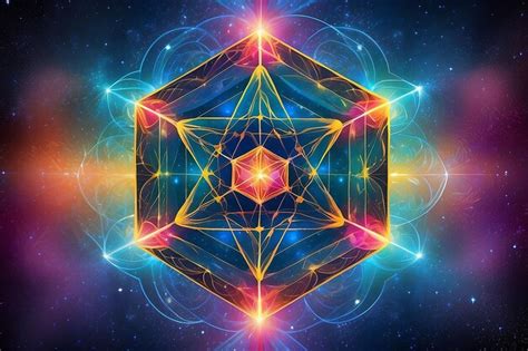 Premium Photo Metatron Cube Sacred Geometry On Colorful Blury Background