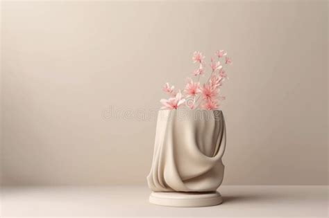 Generative Ai Podium Product Photo Beige Fabric Background Stock Illustration Illustration Of