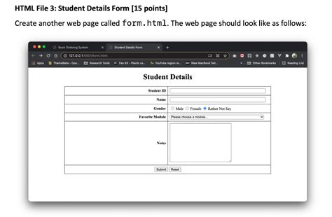 Solved Html File Student Details Form Points Create Chegg