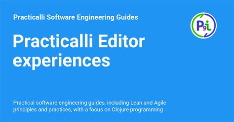 Practicalli Editor Experiences Practicalli Software Engineering Guides