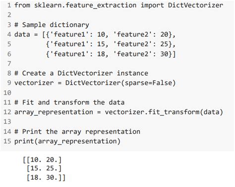 How To Convert Dict To Array In Python Using Dictvectorizer
