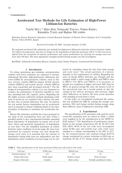 Pdf Accelerated Test Methods For Life Estimation Of High Power Lithium Ion Batteries