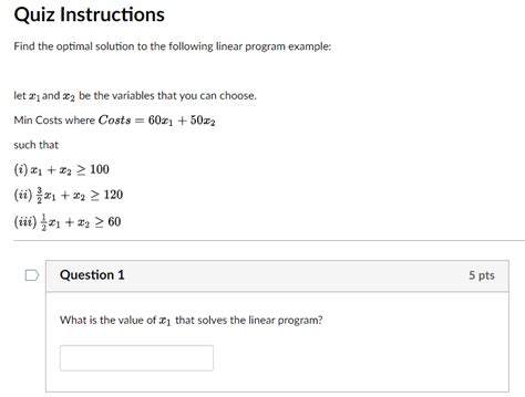 Solved QuIz Instructions Find The Optimal Solution To The Chegg