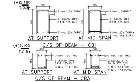 Beam Section Detail Provided In This Autocad Drawing File Download This 2d Autocad Drawing File