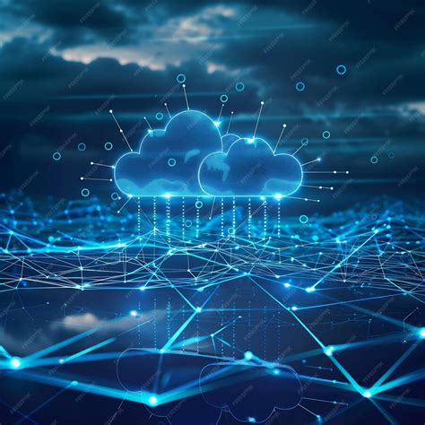 Premium Photo Futuristic Digital Cloud Hologram Showing Cloud Computing And Digital Transformation