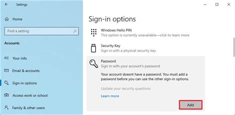 How To Add Password To Local Account On Windows 10 Pureinfotech