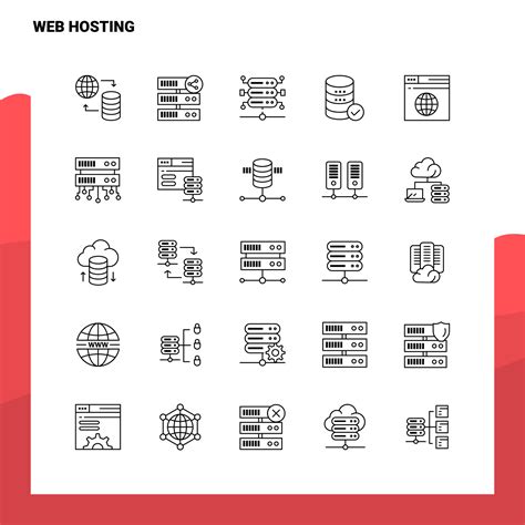 Set Of Web Hosting Line Icon Set 25 Icons Vector Minimalism Style Design Black Icons Set Linear