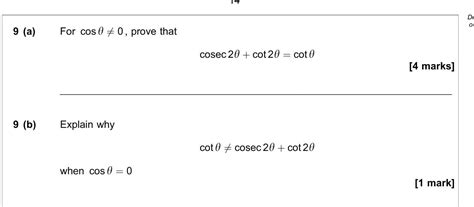 A Level Aqa Maths Pure 5 8 Trigonometric Proof For Cos θ ≠ 0 Prove That Cosec