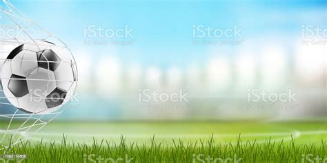 축구공과 흐린된 축구 경기장 3d 일러스트와 잔디의 블레이드 0명에 대한 스톡 사진 및 기타 이미지 0명 골 스포츠 장비 공 스포츠 장비 Istock