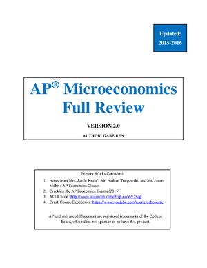2015 AP Microeconomics Practice Exam MCQ Multiple Choice Questions with ...