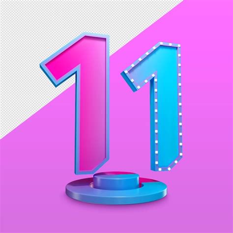숫자 11 3d 렌더링 프리미엄 Psd 프리미엄 Psd 파일