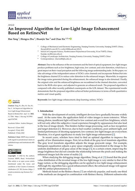 pdf an improved algorithm for low light image enhancement based on