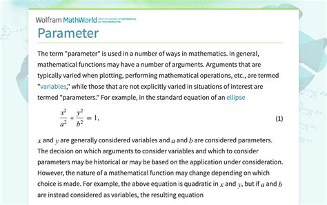 Parameter From Wolfram Mathworld