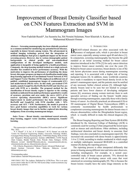 Pdf Improvement Of Breast Density Classifier Based On Cnn Features Extraction And Svm In