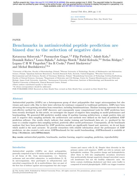 Pdf The Impact Of Negative Data Sampling On Antimicrobial Peptide Prediction