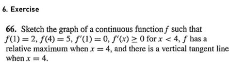 Solved 66 Sketch The Graph Of A Continuous Function F Such