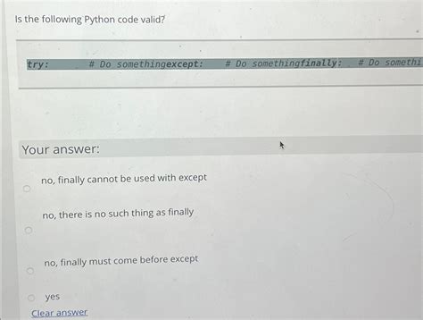 Solved Is The Following Python Code Validtrydo