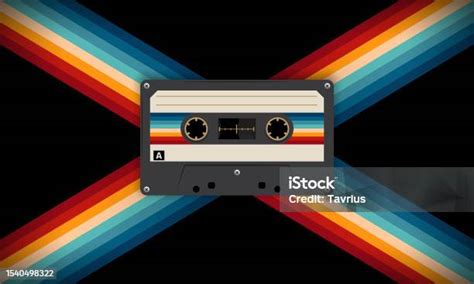 복고풍 색상 80 년대 스타일 카세트 테이프 벡터 아트 이미지 일러스트레이션 믹스 테이프 복고풍 카세트 디자인 음악 빈티지 및 오디오 테마 신스 웨이브 및 증기 웨이브