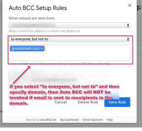 how to set rules for automatic bcc or cc for gmail cloudhq support