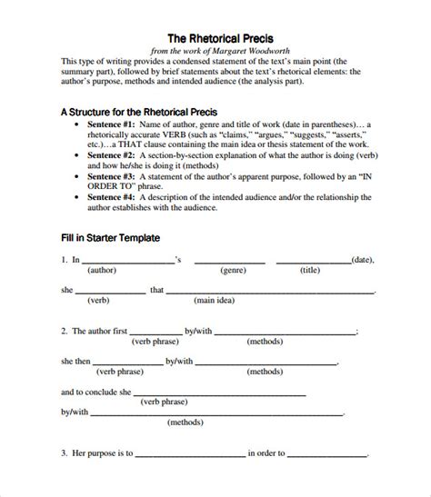 Rhetorical Precis Template 10 Download Documents In Pdf Sample