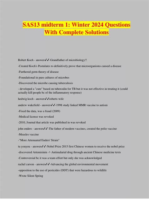 Sas13 Midterm 1 Winter 2024 Questions With Complete Solutions Sas Stuvia Us