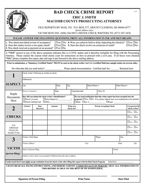 2005 2026 Form Mi Bad Check Crime Report Blank Fillable Template