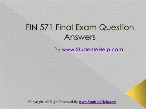 What Is Fin 571 Final Exam Learn And Excel