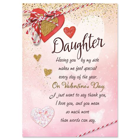 Romantic Love Valentines Day Card For Daughter Heart On A String