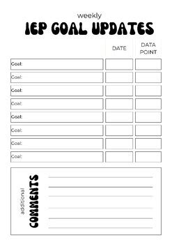 IEP Goal Progress Update Sheet To Share With Home By SunshinySped