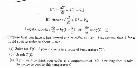 Solved NLC DT Dt K T T E RL Circuit L DI Dt RI Chegg