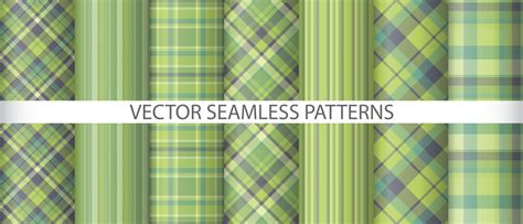 Set Texture Plaid Background Check Textile Tartan Fabric Vector
