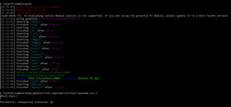 Gulp Error On Font Awesome Css Stack Overflow