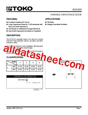 KV1410 Datasheet(PDF) - TOKO, Inc