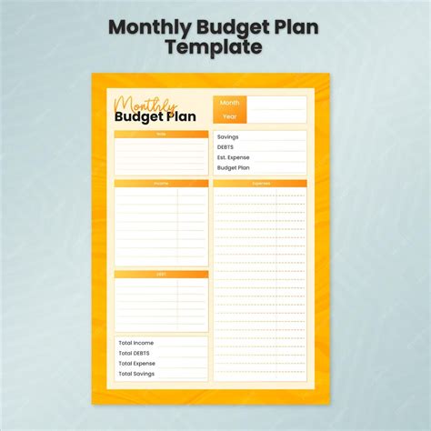 월간 예산 플래너 템플릿 A4 크기 디자인 프리미엄 벡터