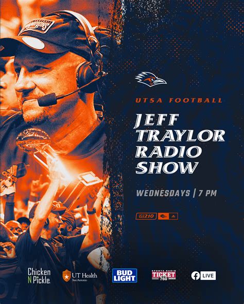 UTSA Football - Join us tonight for the Jeff Traylor Radio Show presented by UT Health San ...
