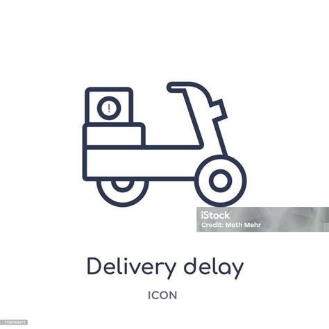 배달 및 물류 개요 컬렉션에서 선형 배달 지연 아이콘입니다 얇은 라인 납품 지연 벡터 흰색 배경에 고립입니다 배달 지연 유행 그림 날씬한에 대한 스톡 벡터 아트 및 기타