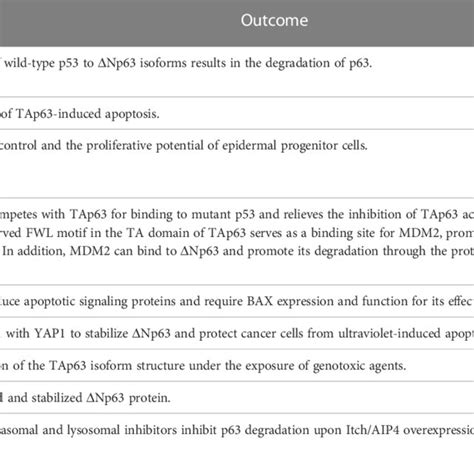 Interacting Partners Of P63 Isoforms And Their Effect On P63 Function