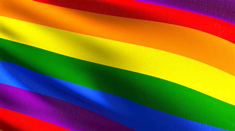 게이 깃발 Lgbt 또는 무지개 깃발 교만은 고립 된 바람에 날리는 상징입니다 공식 애국 추상 디자인입니다 기호를 흔들며의 3d