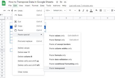 How To Transpose Data In Google Sheets Step By Step