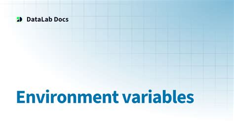 Environment Variables Datalab Docs