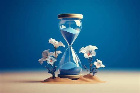 premium ai image a sand clock with flowers generative ai