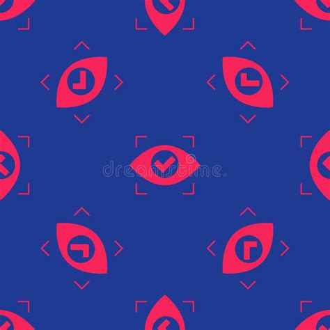 Red Eye Scan Icon Isolated Seamless Pattern On Blue Background Scanning Eye Security Check
