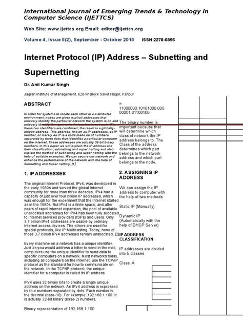 Supernetting Internet Protocol Ip Address Subnetting And Pdf