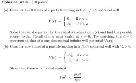 Solved Spherical Wells Points A Consider I Chegg