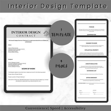 Printable Interior Design Contract Pdf Template Professional