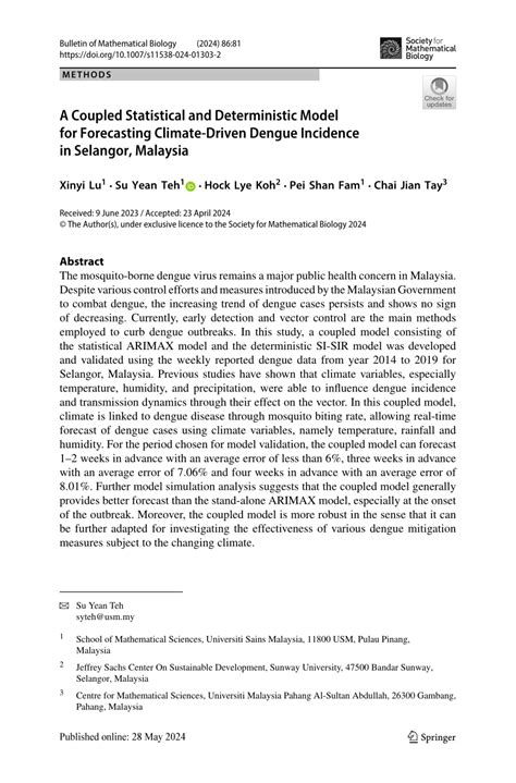 pdf a coupled statistical and deterministic model for forecasting